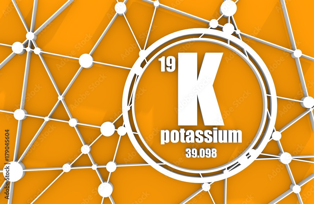 Potassium chemical element. Sign with atomic number and atomic weight ...
