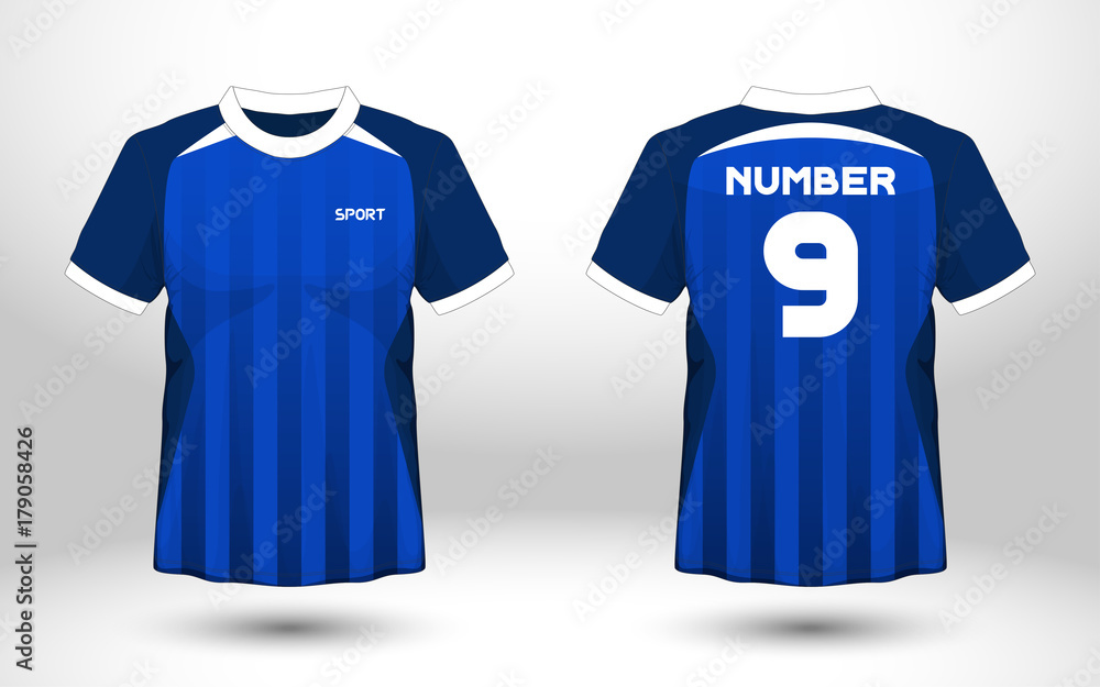 Layout football sport t-shirt design. Template front, back view. Soccer ...