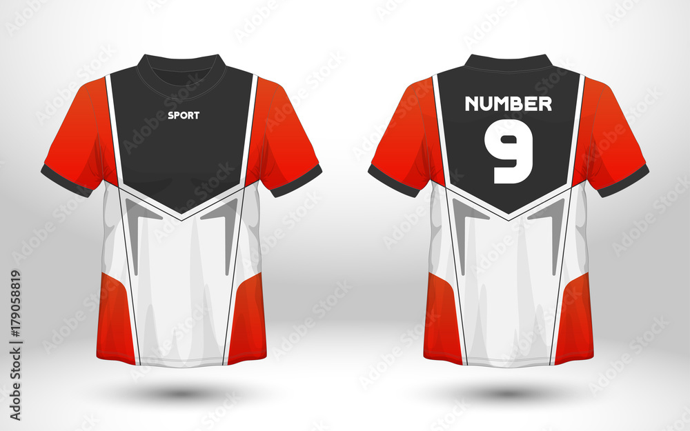 Layout football sport t-shirt design. Template front, back view. Soccer ...