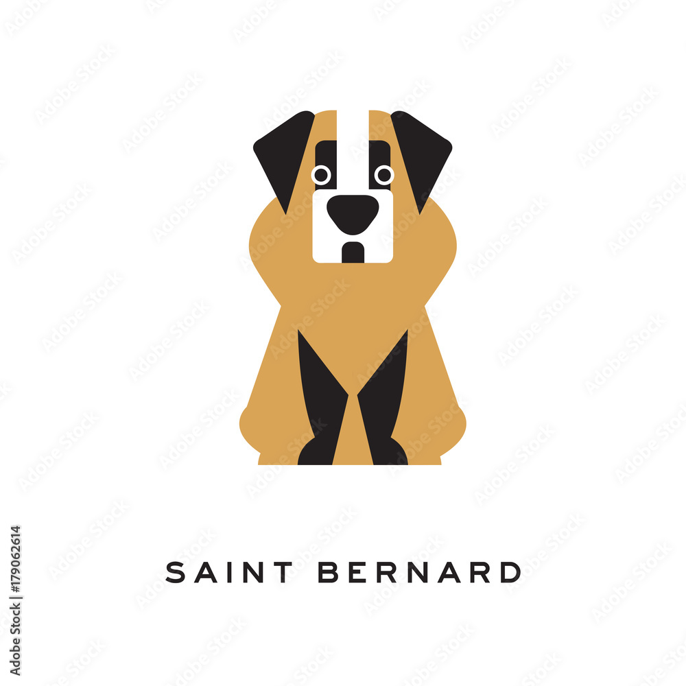 Cartoon saint bernard dog character in flat style Stock Vector | Adobe ...