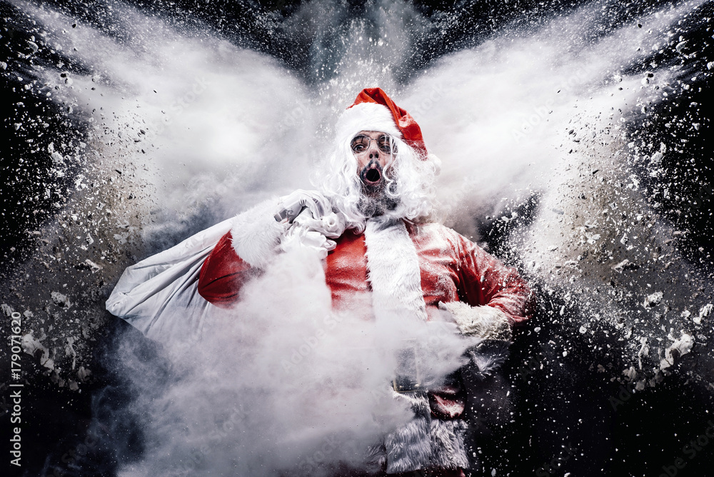 Explosion of snow Santa Claus. Stock-Foto | Adobe Stock