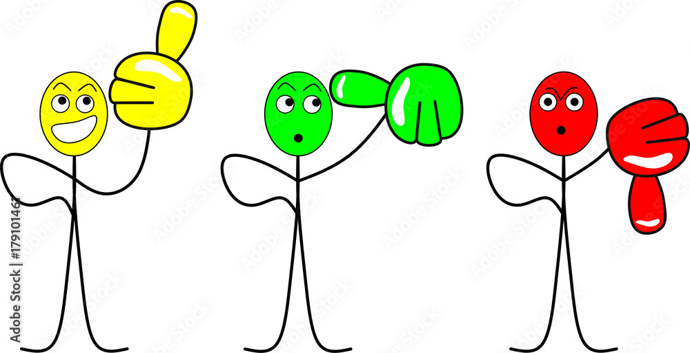 Vetor de Strichmännchen mit Daumengesten do Stock | Adobe Stock