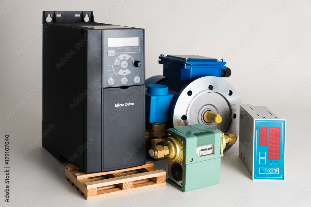 Objects of industrial automation on a white background Stock Photo ...
