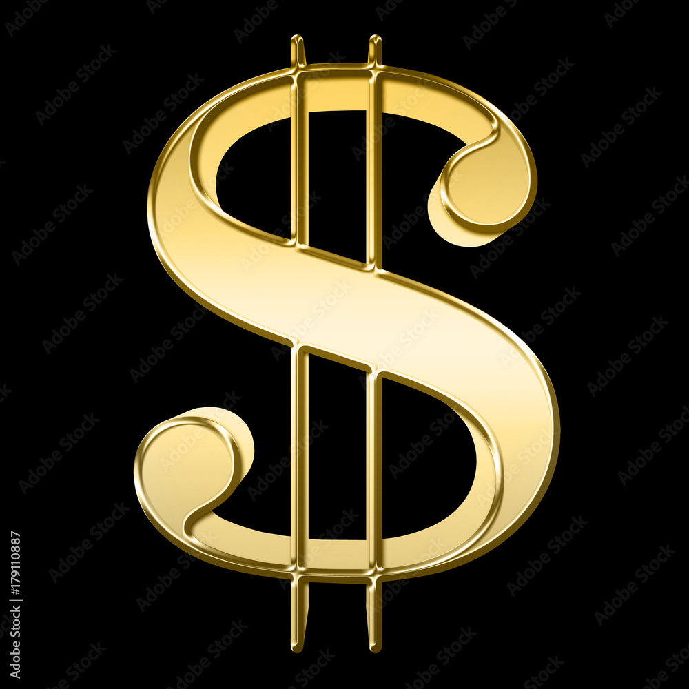 Stock Illustration - Golden US dollar Sign, Isolated against the Black ...
