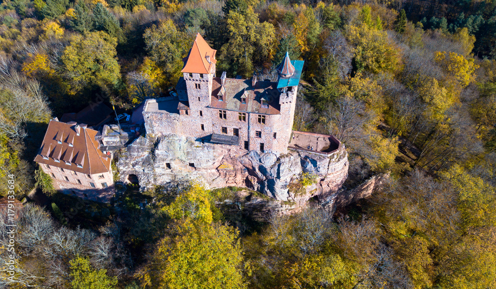Luftbild: Burg Berwartstein Stock-Foto | Adobe Stock