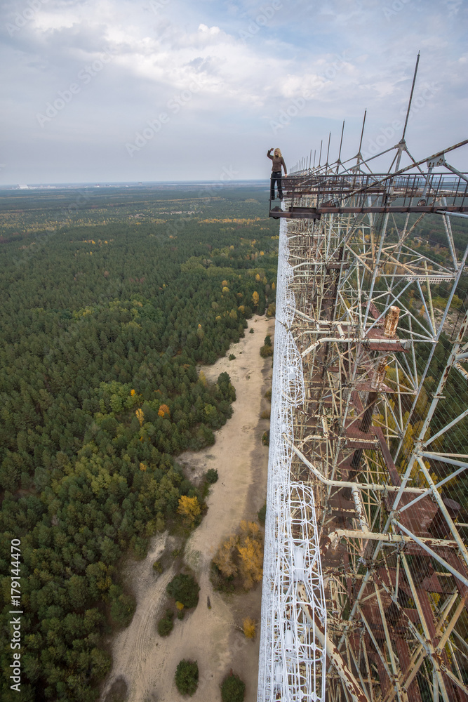 Large antenna field. Soviet radar system "Duga" at Chernobyl nuclear ...