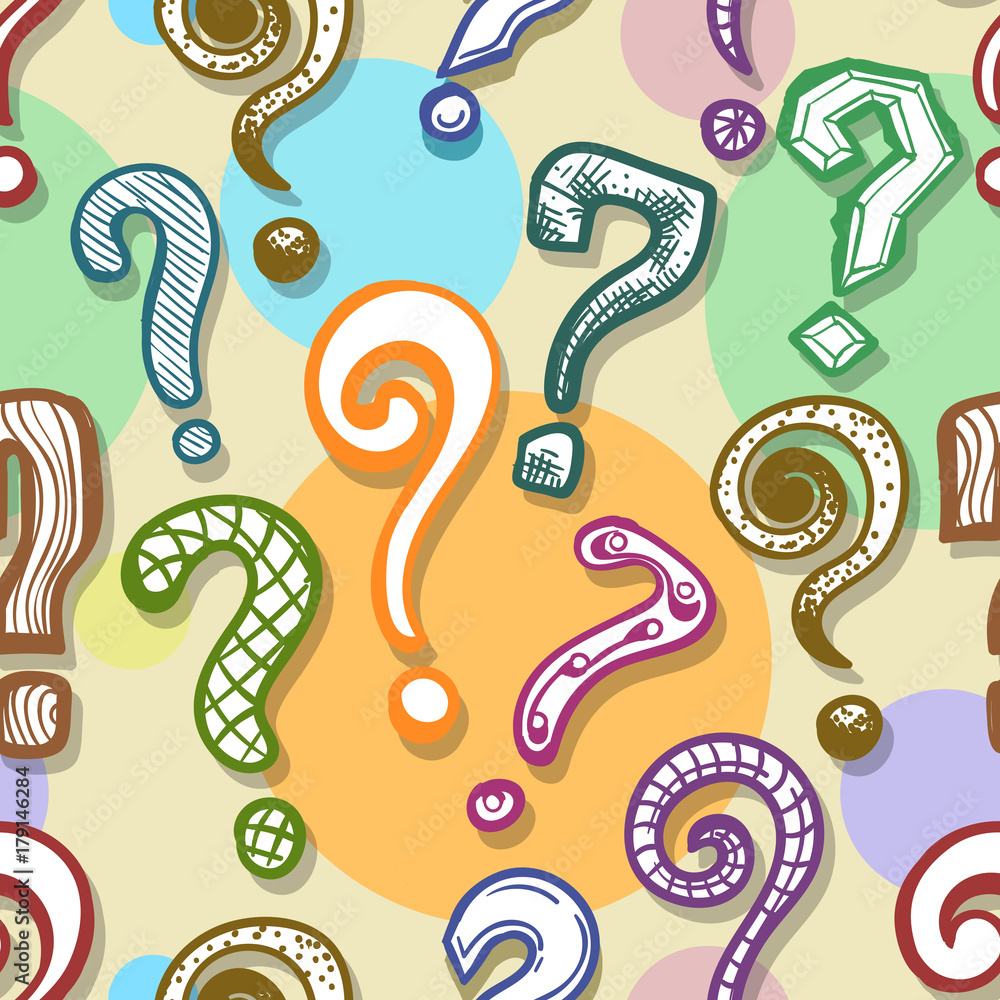 Question mark background. Vector colored questions seamless pattern in ...