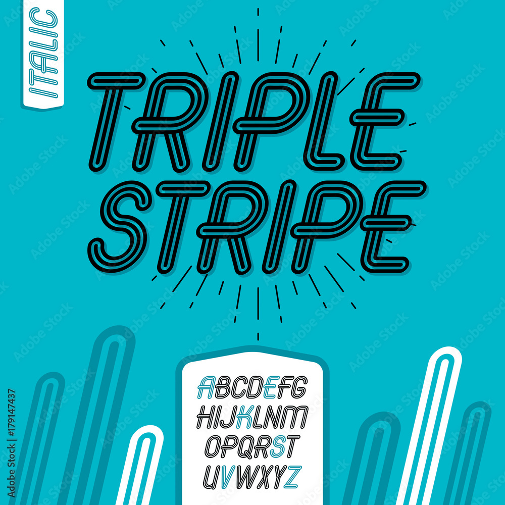 Vector cool capital alphabet letters collection. Retro italic type font ...