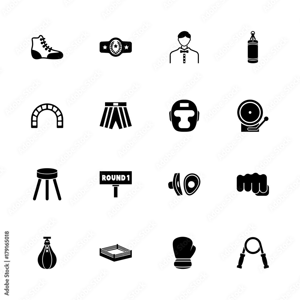 Boxing and Fighting icons - Expand to any size - Change to any colour ...