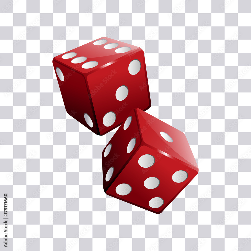 Pair of red casino dice transparent background vector illustration ...