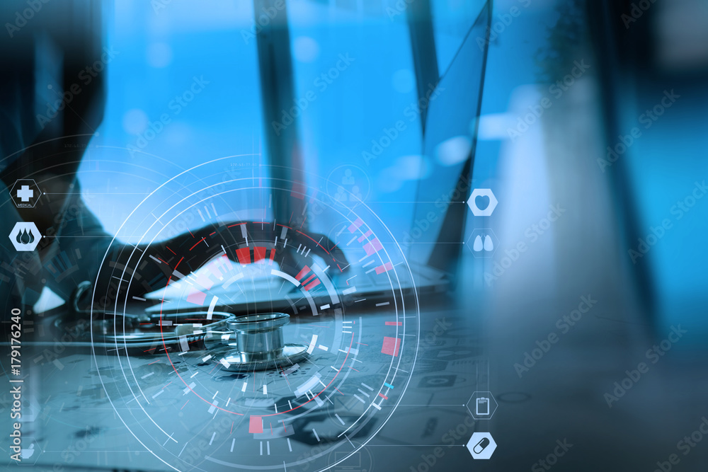 Medical technology concept,smart doctor hand working with modern ...