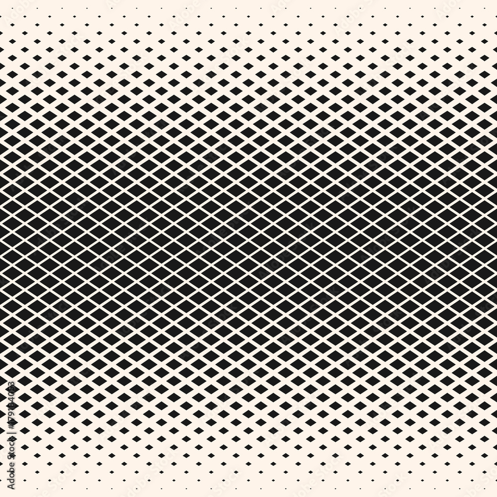 Vector halftone geometric seamless pattern with diamond shapes ...
