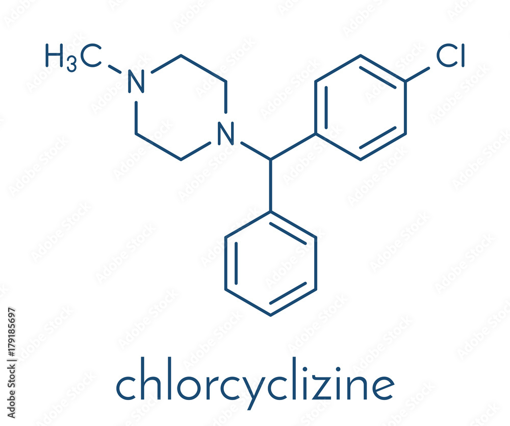 Chlorcyclizine antihistamine drug molecule. Used in treatment of ...