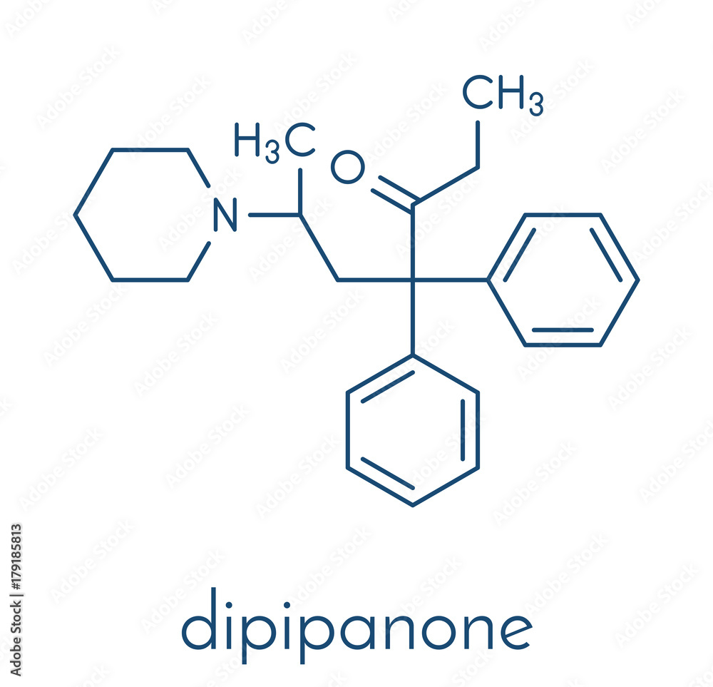 Dipipanone opioid analgesic drug molecule. Skeletal formula. Stock ...