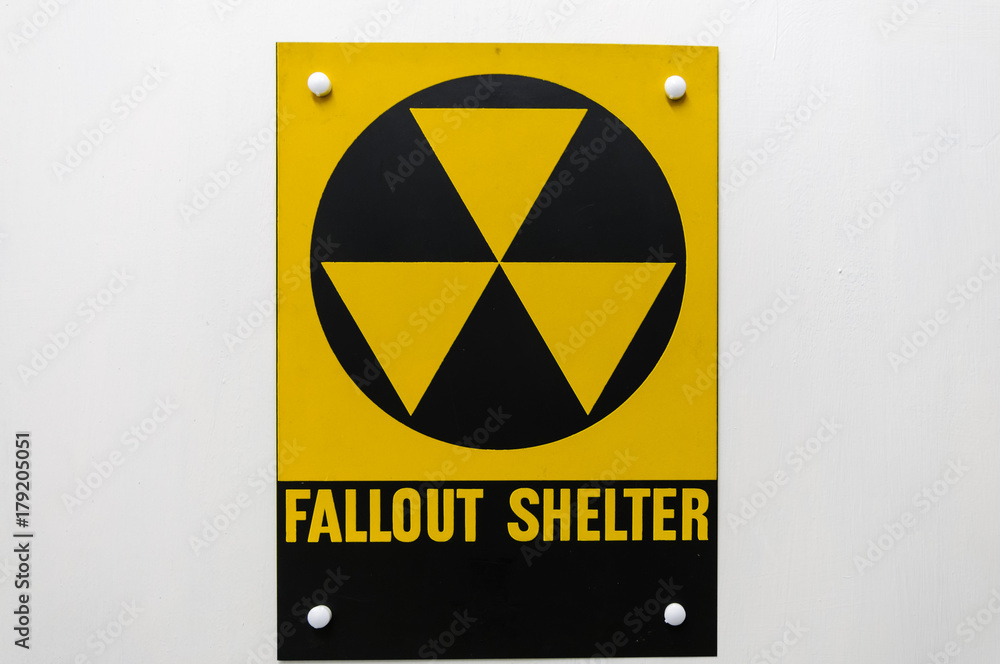 Warning sign at a nuclear fallout shelter Stock Photo | Adobe Stock