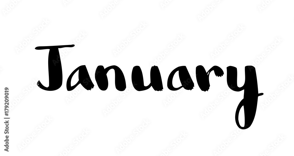 Trendy hand lettering of January month. Stock Vector | Adobe Stock