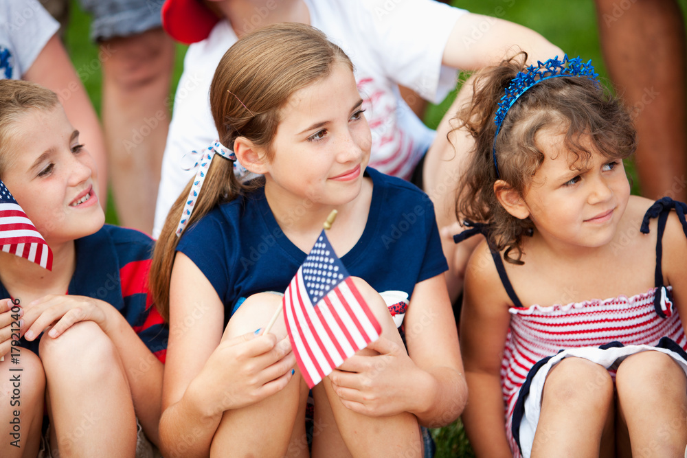 Parade: Crowd of Children Watching July 4th Parade Stock Photo | Adobe ...