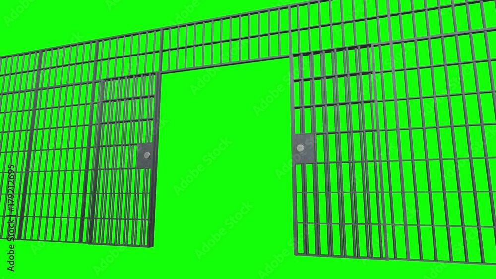 Prison Bars With Doors Animation Of Open Jail Bars 3d Render Video Available In 4k Fullhd And
