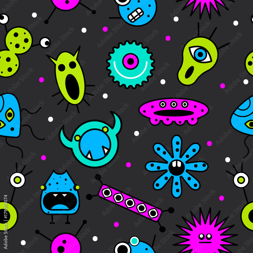 Seamless pattern monsters Stock Vector | Adobe Stock