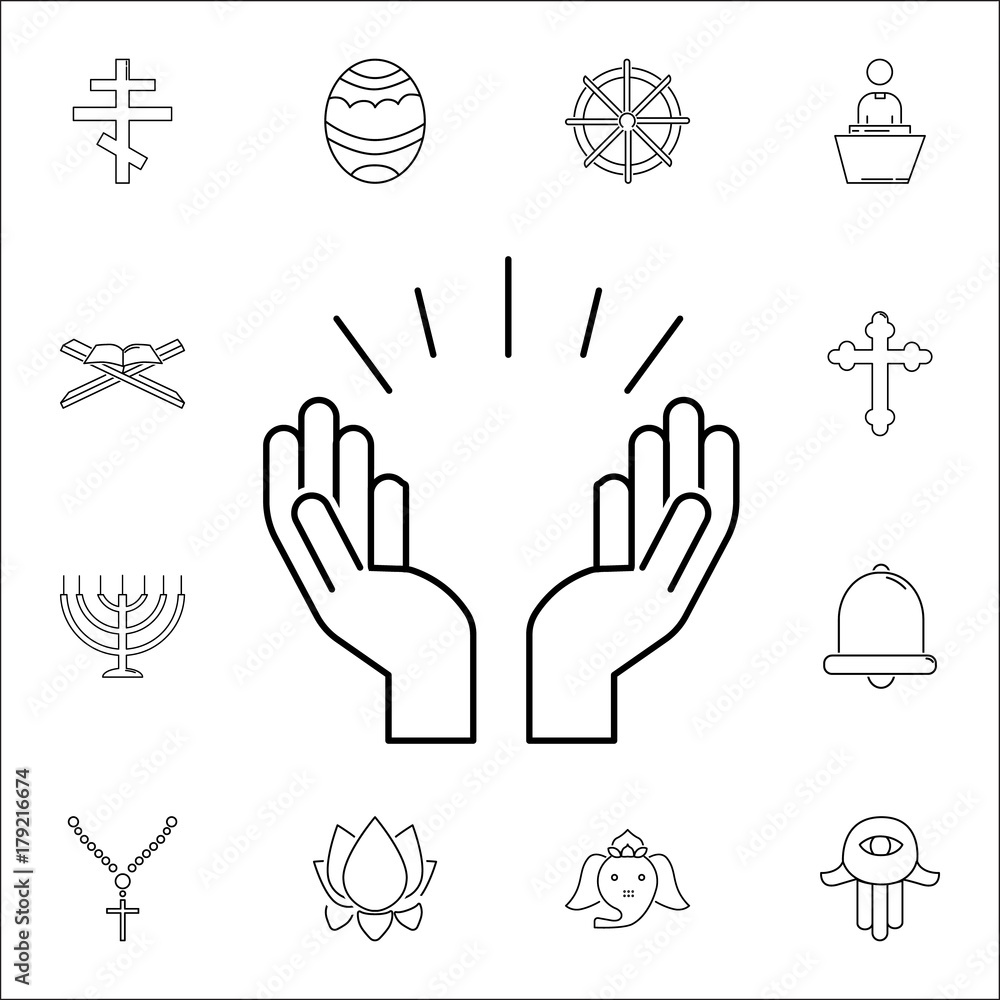 Praying hands icon. Set of religion icons. Web Icons Premium quality ...