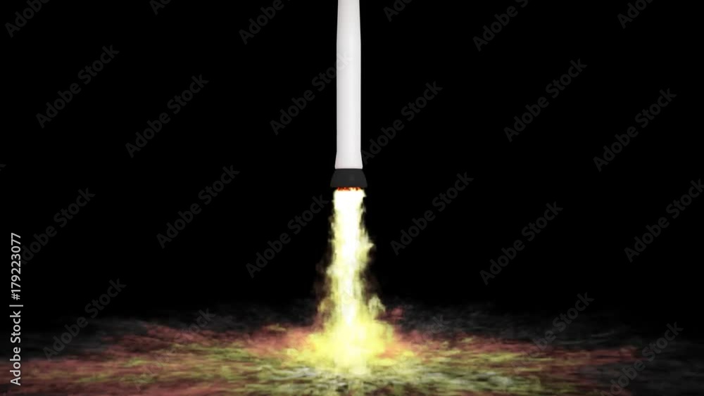 Animated launch or takeoff of a simple two stage space or orbital ...