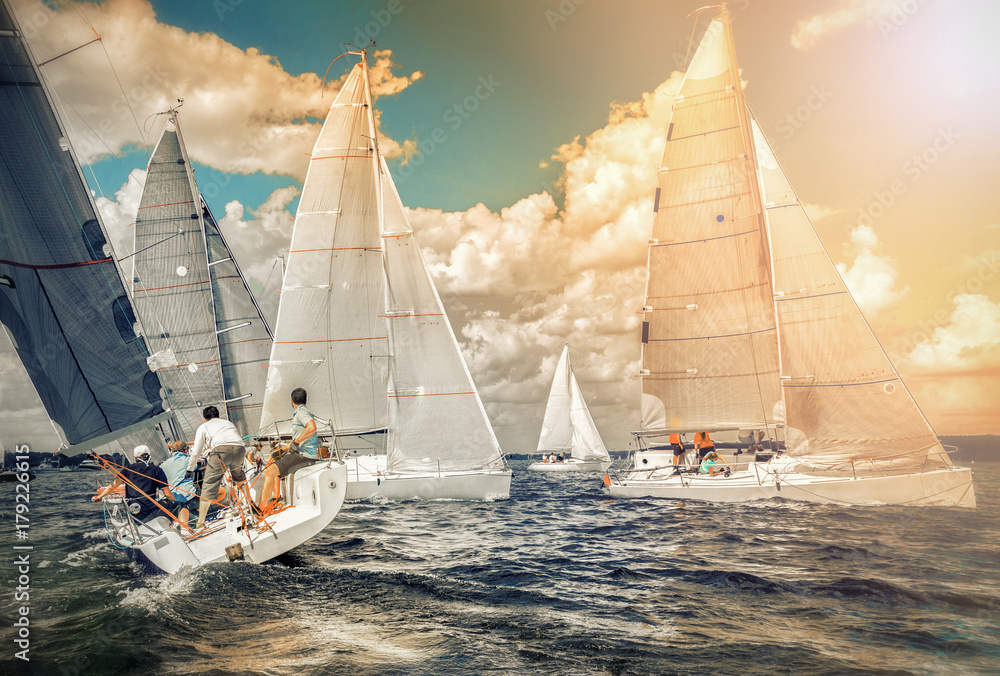 Sailing yacht race, regatta. Sailing boat. Recreational Water Sports ...