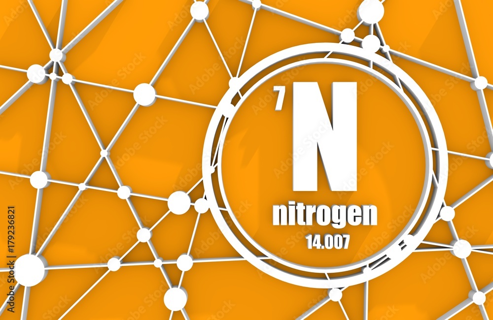 Nitrogen chemical element. Sign with atomic number and atomic weight ...