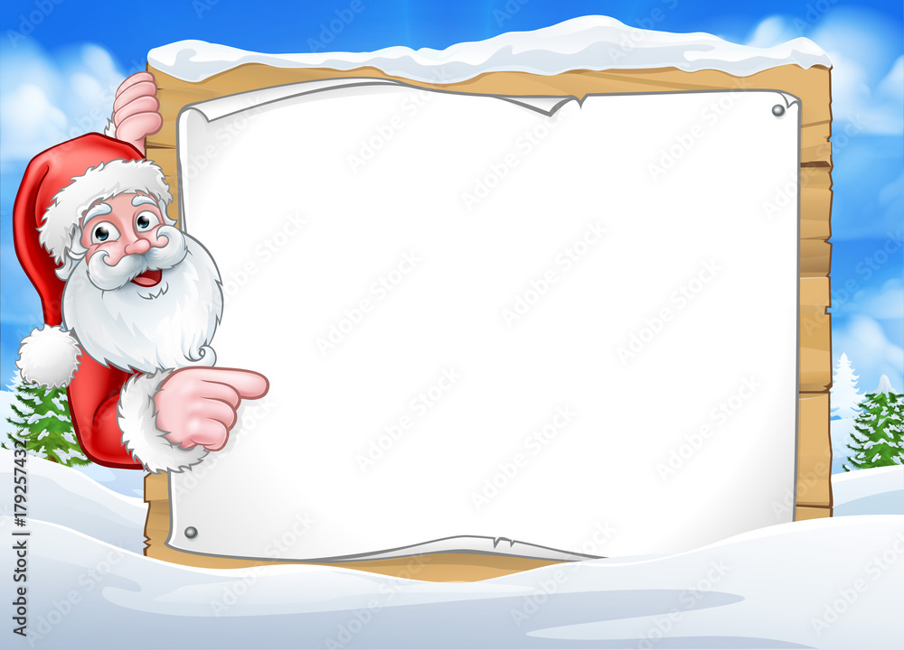 Santa Claus Christmas Scene Sign Background Stock Vector | Adobe Stock