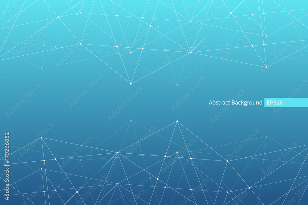 Abstract Vector Triangle Pattern Blue White Geometric Polygonal Network Background Molecular