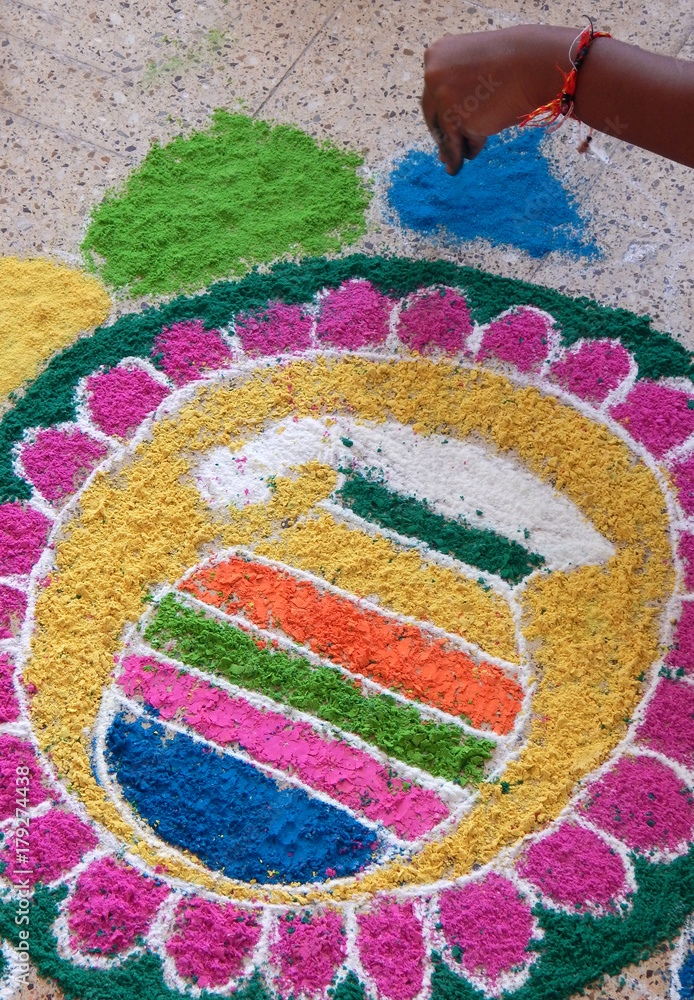 hand drawing Kolam,Rangoli, Alpana or Chowk pujan decorative patterns ...