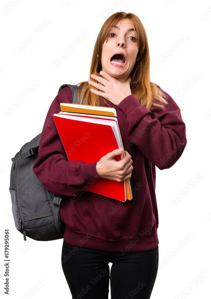 Student woman drowning herself Stock Photo | Adobe Stock