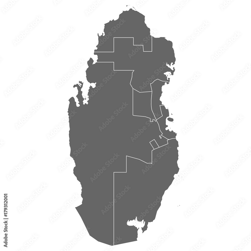High quality map Qatar with borders of the regions Stock Vector | Adobe ...