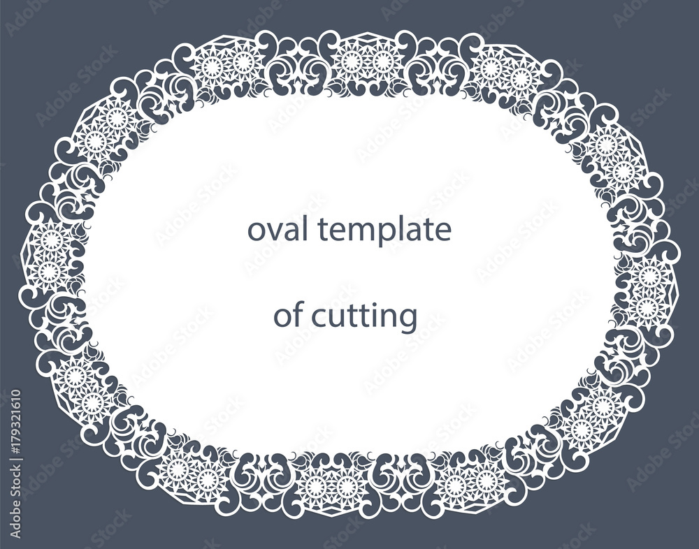 Greeting card of the oval shape with a decorative border on the edge ...