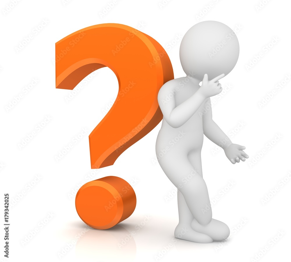 learning man person people with orange question mark 3d interrogation ...