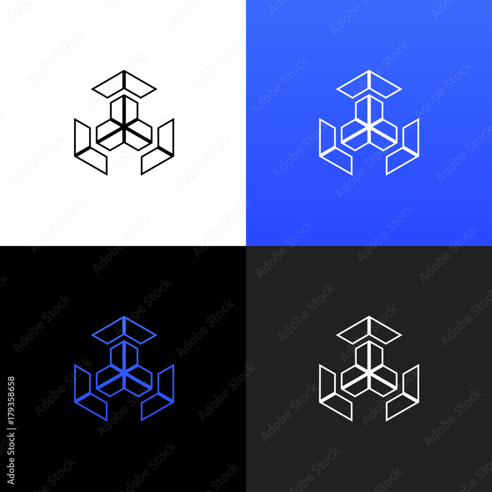 Logo cube. Linear logo cube for companies and brands with a blue ...