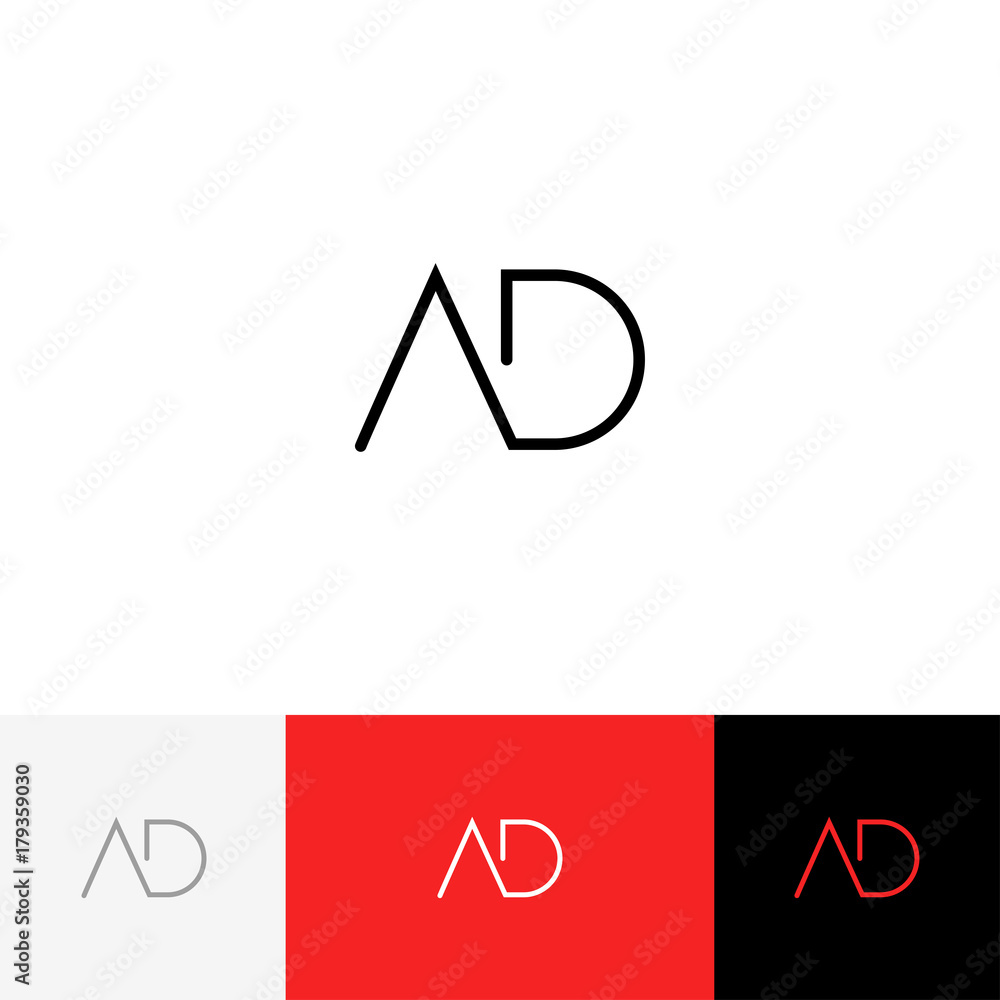 AD vector monogram. Logo, icon, symbol, sign from letters a and d. Flat ...