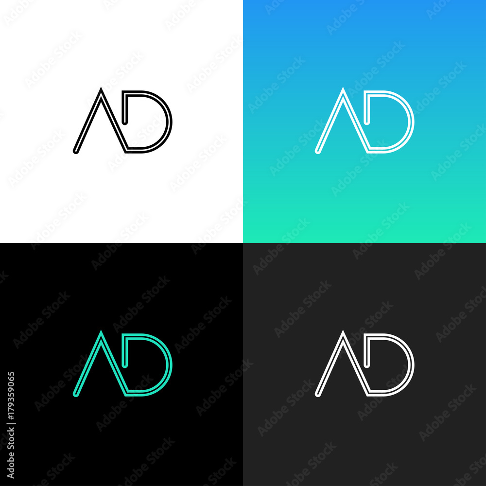 Logo AD. Linear logo of the letter a and d for companies and brands ...