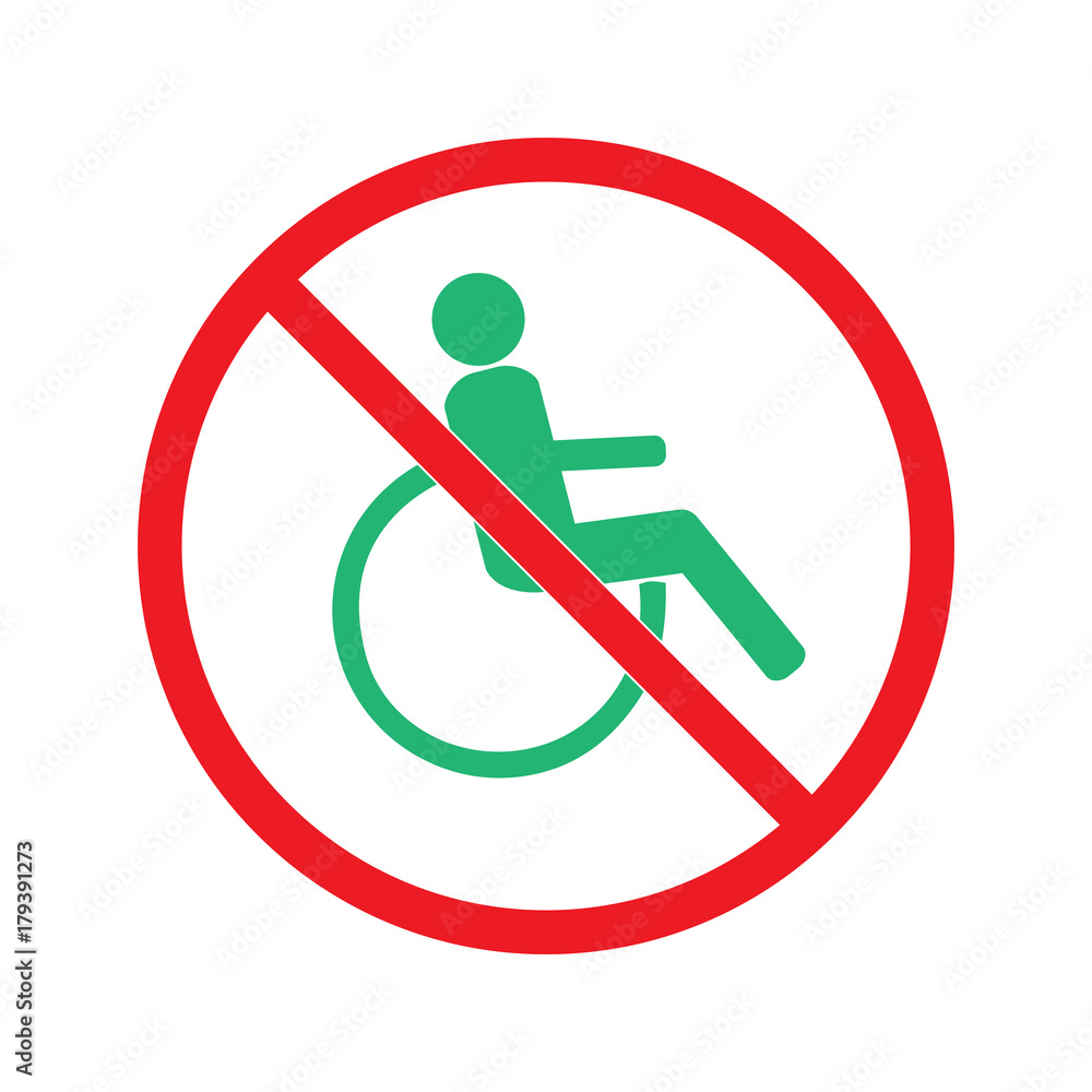 Disabled sign in red circle. Mark disability. Icon a place open passage ...