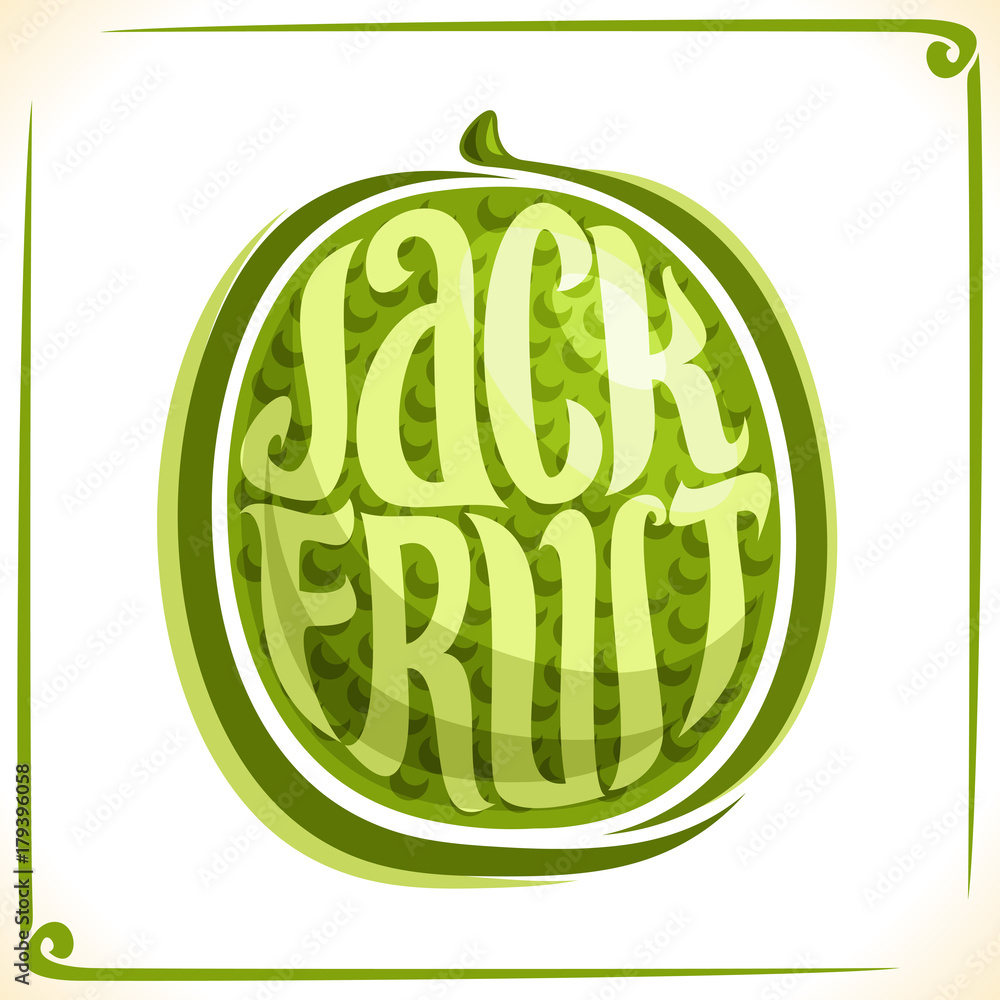 Vector logo for Jackfruit, label with one whole jack fruit for package ...