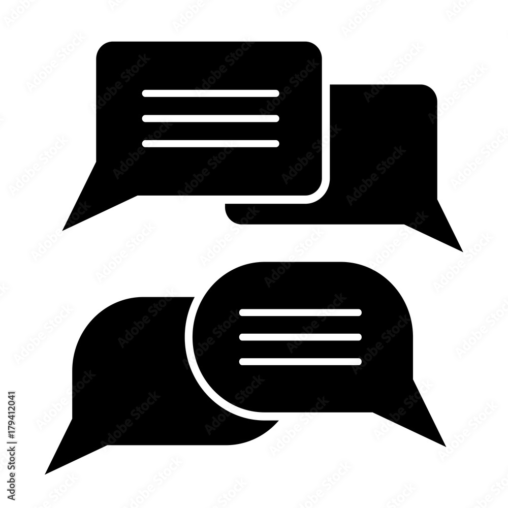 Black and white chat icon. Set dialog clouds. Vector illustration Stock ...
