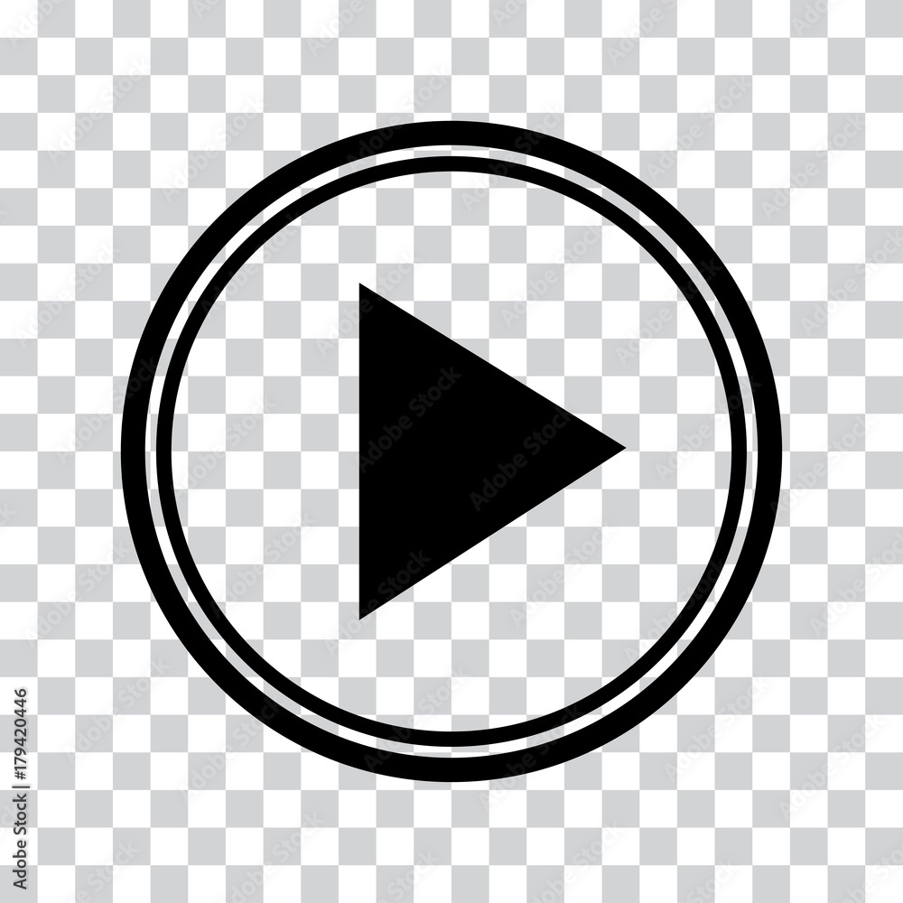 Play sign. Round black icon on transparent background. Vector ...