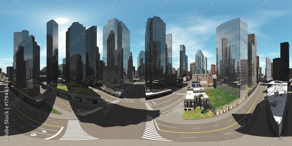 Cityscape. Environment map. HDRI map. Equirectangular projection ...
