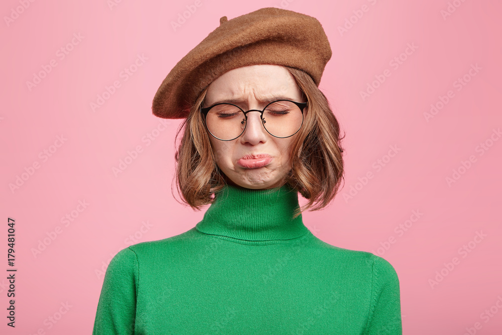 Dismal gloomy rejected young female has problems and difficulties ...