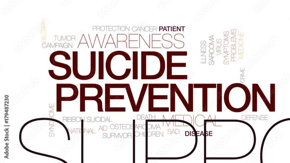 Suicide prevention animated word cloud, text design animation. Kinetic ...