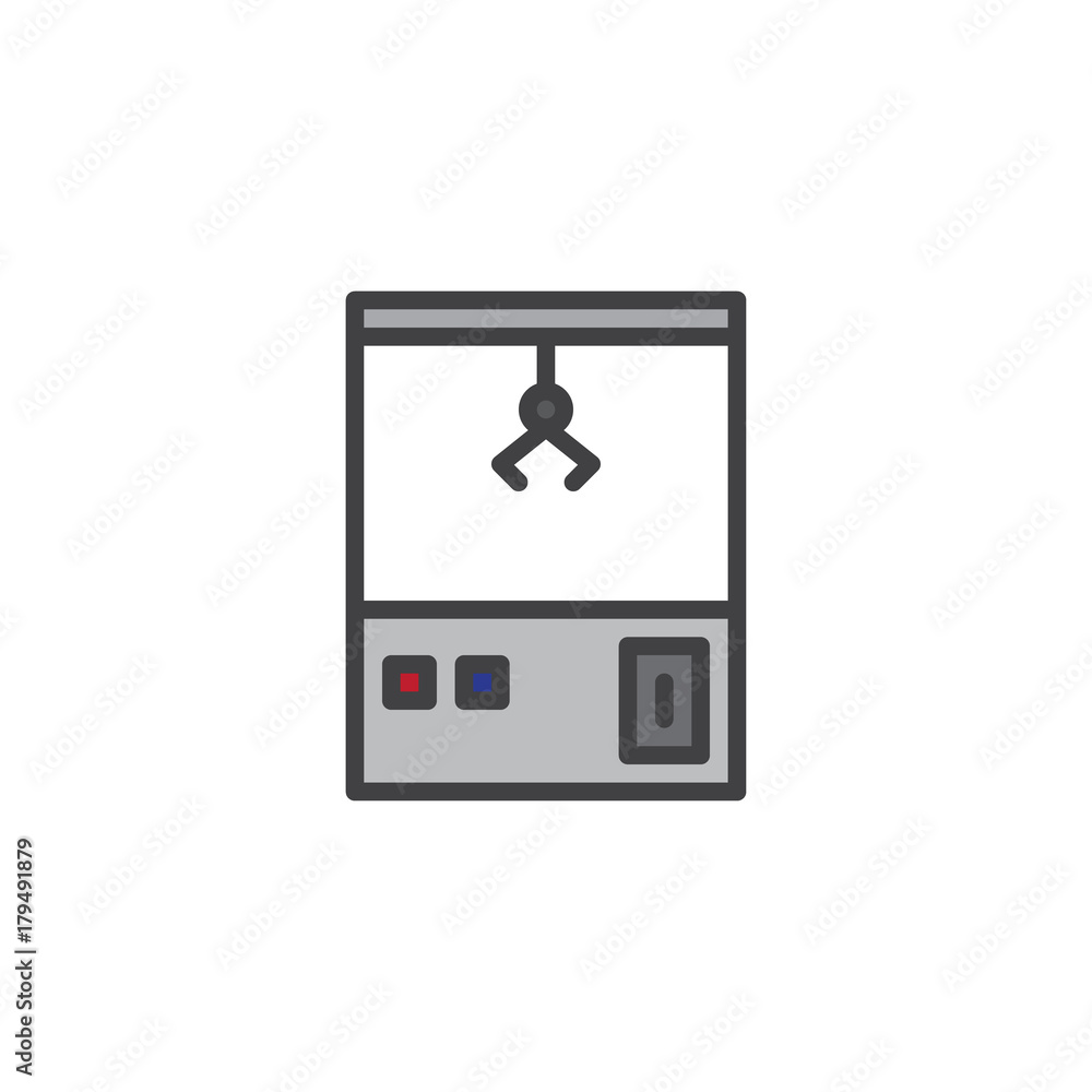 Claw crane arcade machine filled outline icon, line vector sign, linear ...