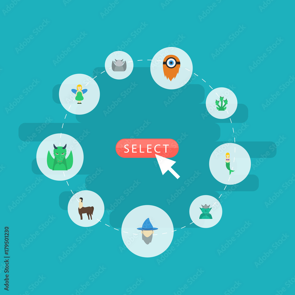 Flat Icons Mythology, Fire, Wizard And Other Vector Elements. Set Of Character Flat Icons ...