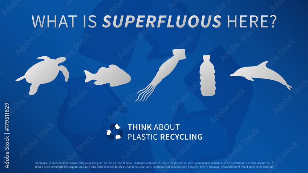 Ocean animals and plastic bottle vector illustration. Sea animals and ...