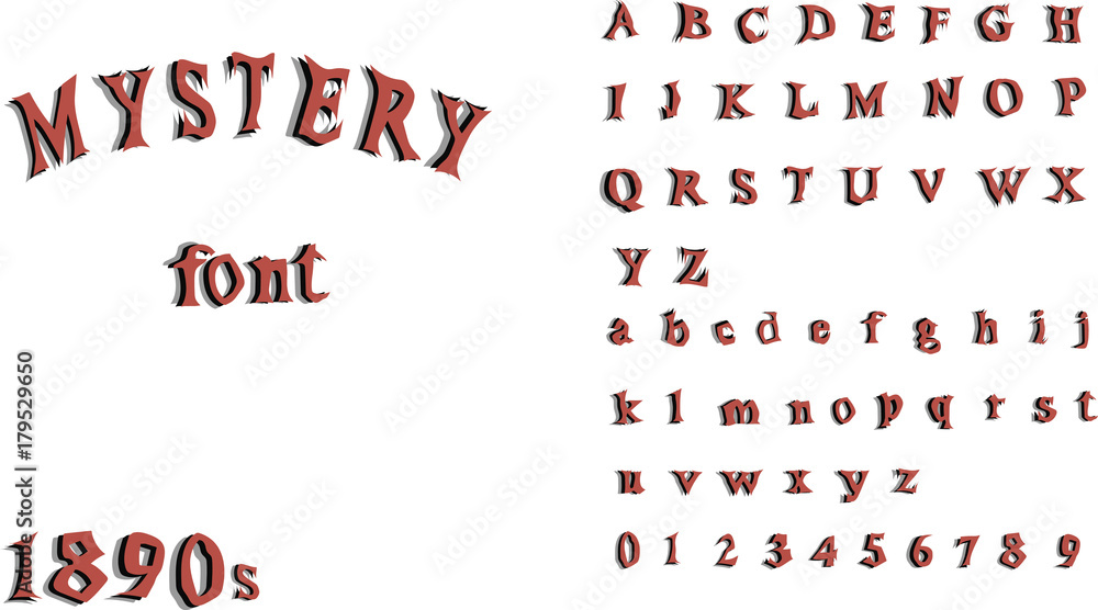 Mystery Font - Vector font in Vintage Style Stock Vector | Adobe Stock