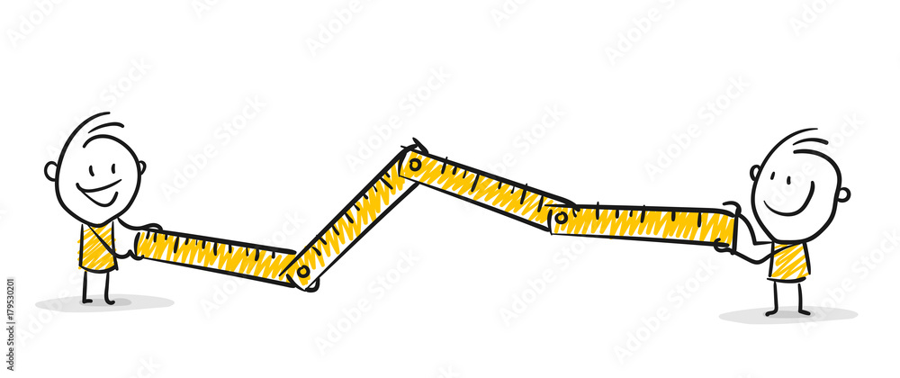 Strichfiguren / Strichmännchen: Messlatte, Zollstock, Entfernung, Länge ...