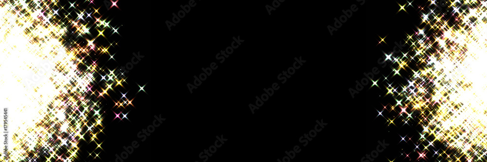 twinkling colourful star clusters frame a black background (banner ...
